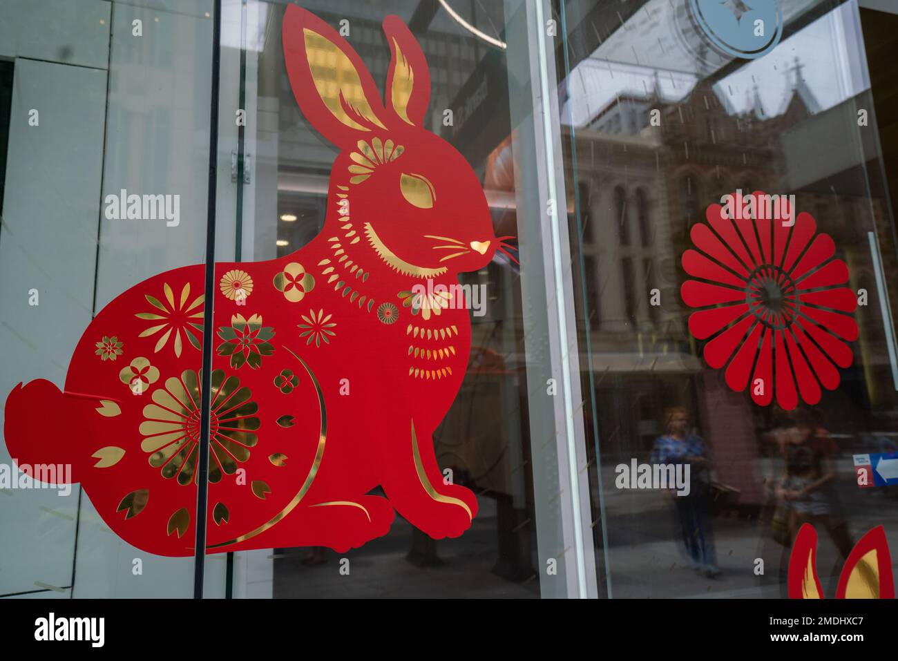 Adelaide, Australia. 23 January 2023 A rabbit displayed on the window ...
