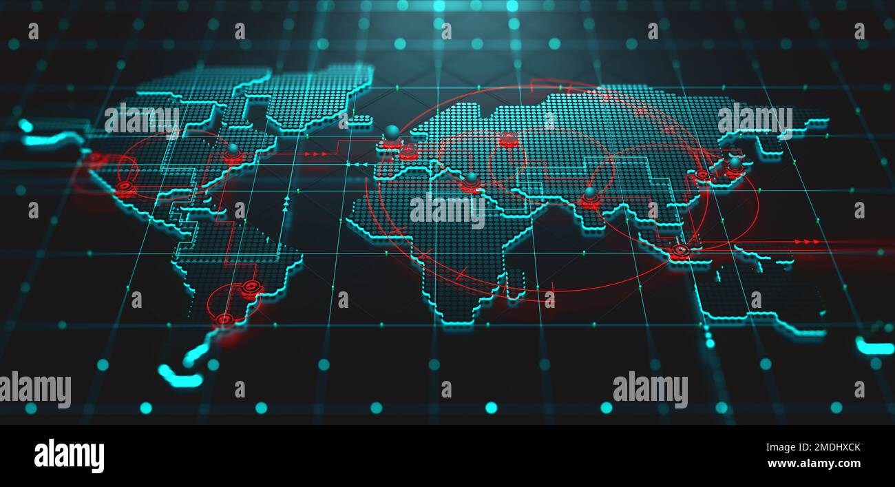 Abstract map of continents. Globalization and geopolitics in high-tech ...