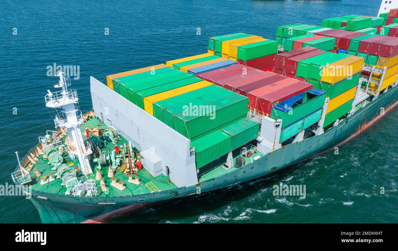 cargo container ship sea freight carrying container and running for ...