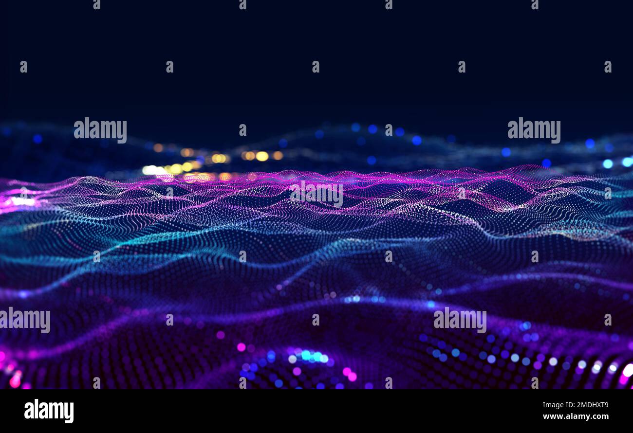 Cyberdata flow. Blockchain data fields. Cyberspace. Digital generation ...