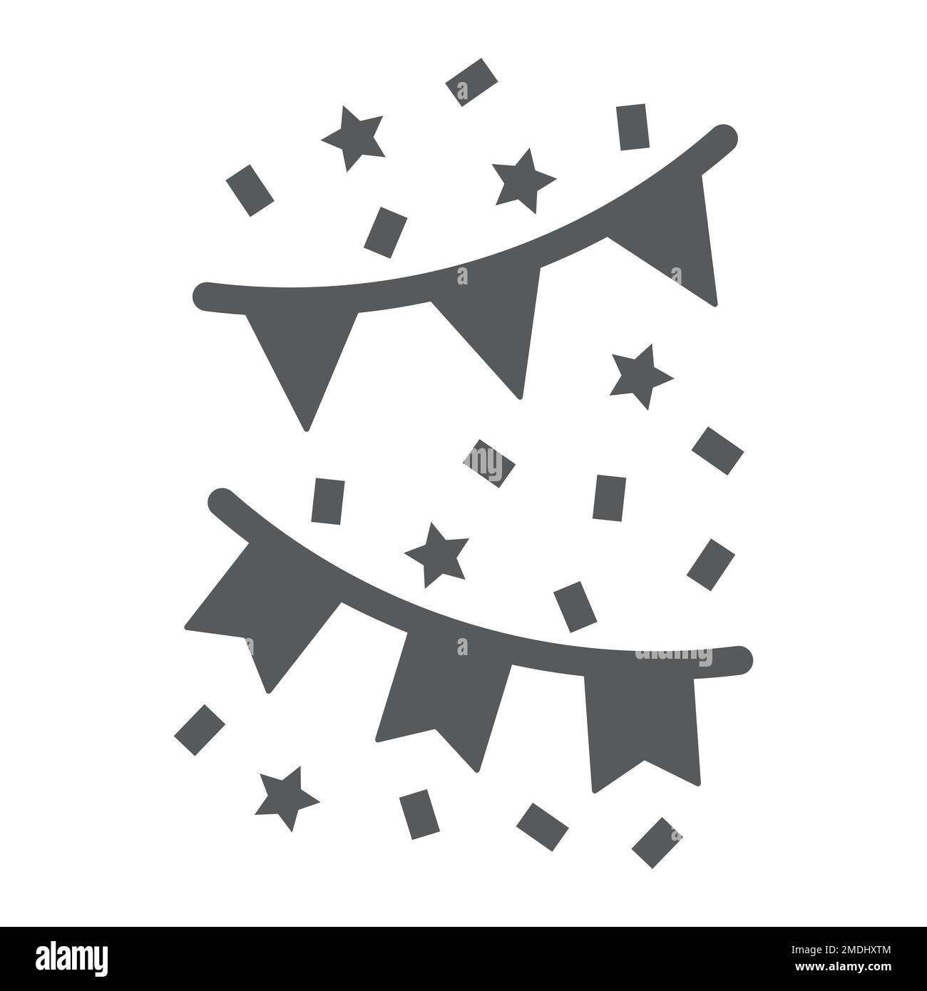 Holiday flags garland glyph icon, party and decoration, paper garland ...