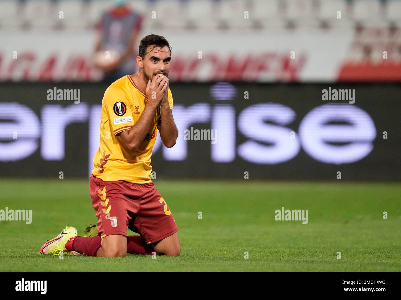 Braga's Ricardo Horta reacts after missing a chance to score during the ...