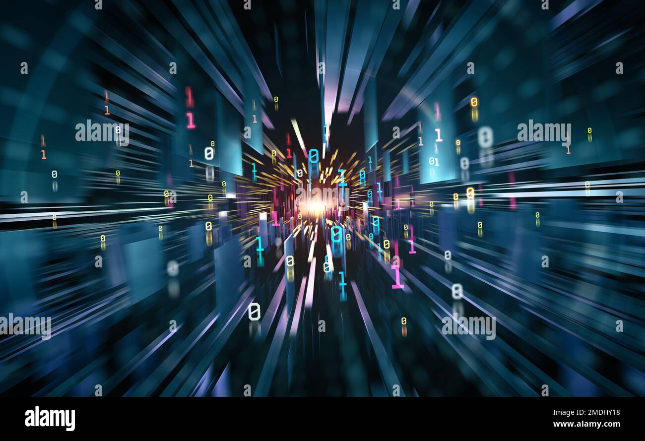 Abstract cyberspace. Digital world and future technology. Speed, power ...