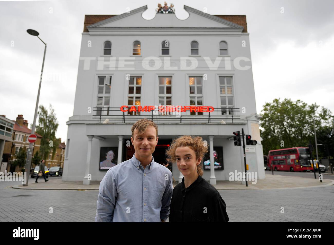 Actors Patsy Ferran, right and Luke Thallon, stars of the play Camp ...