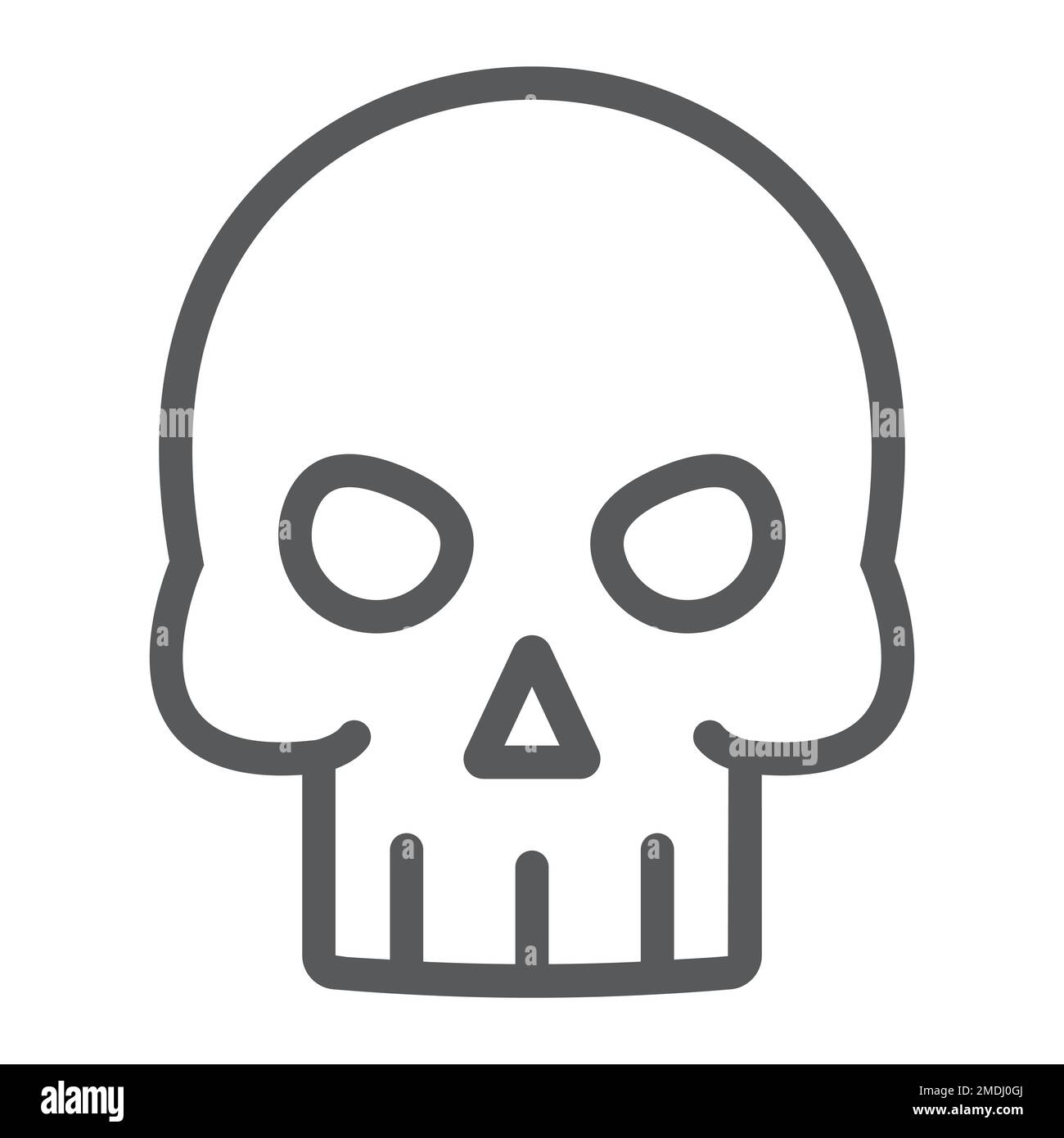 Skull line icon, halloween and death, skeleton sign, vector graphics, a ...