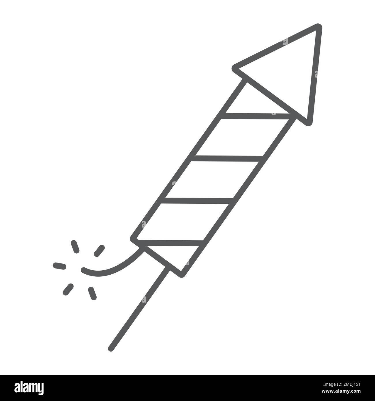 Fireworks rocket thin line icon, party and celebration, rocket sign ...