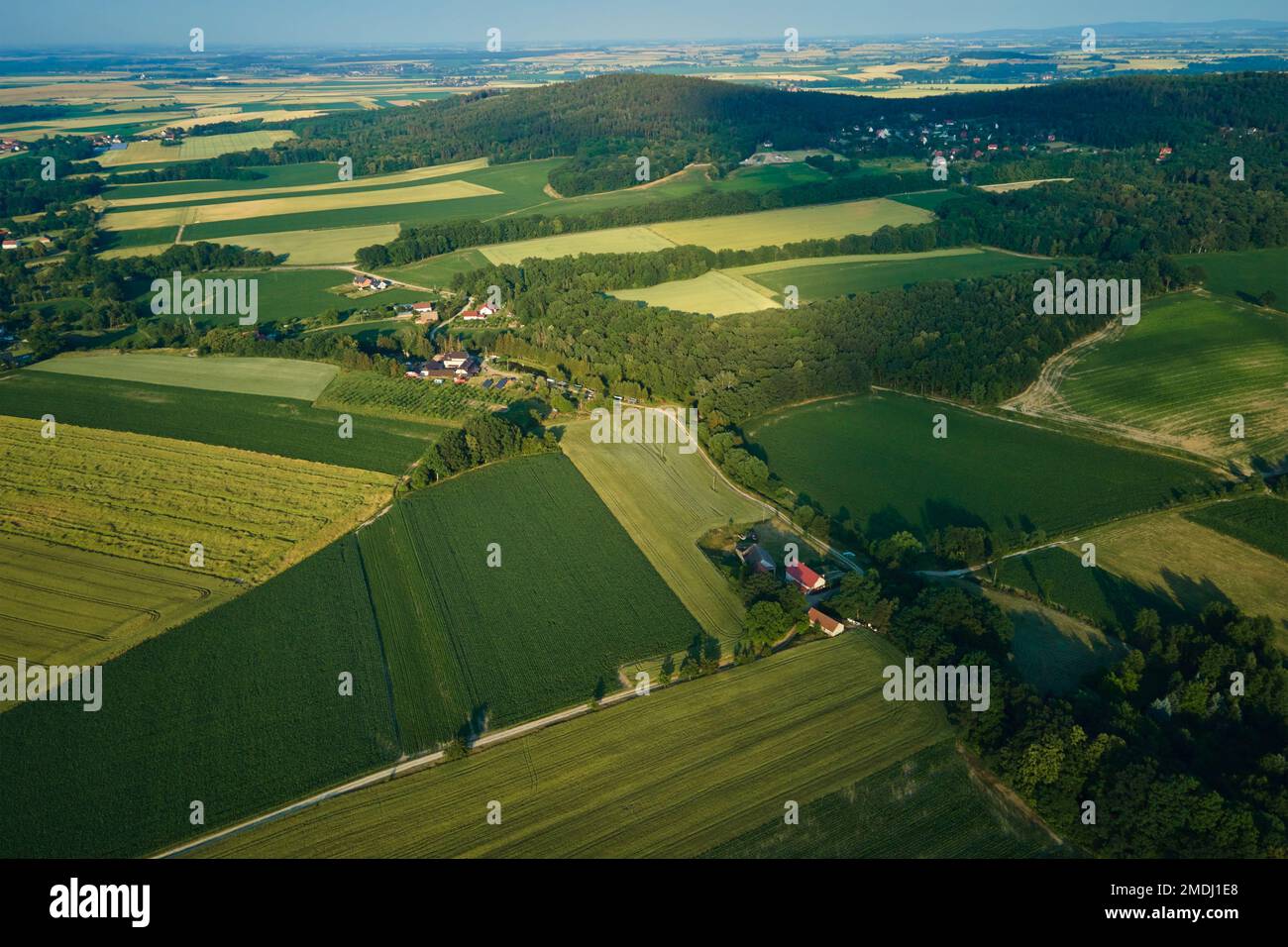 Overhead view of beautiful suburb landscape, Aerial view of countryside ...