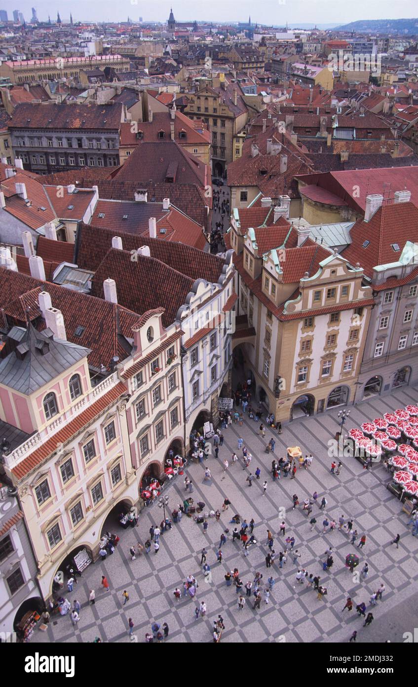 CZ, Prague, view over town square from clock tower Stock Photo - Alamy