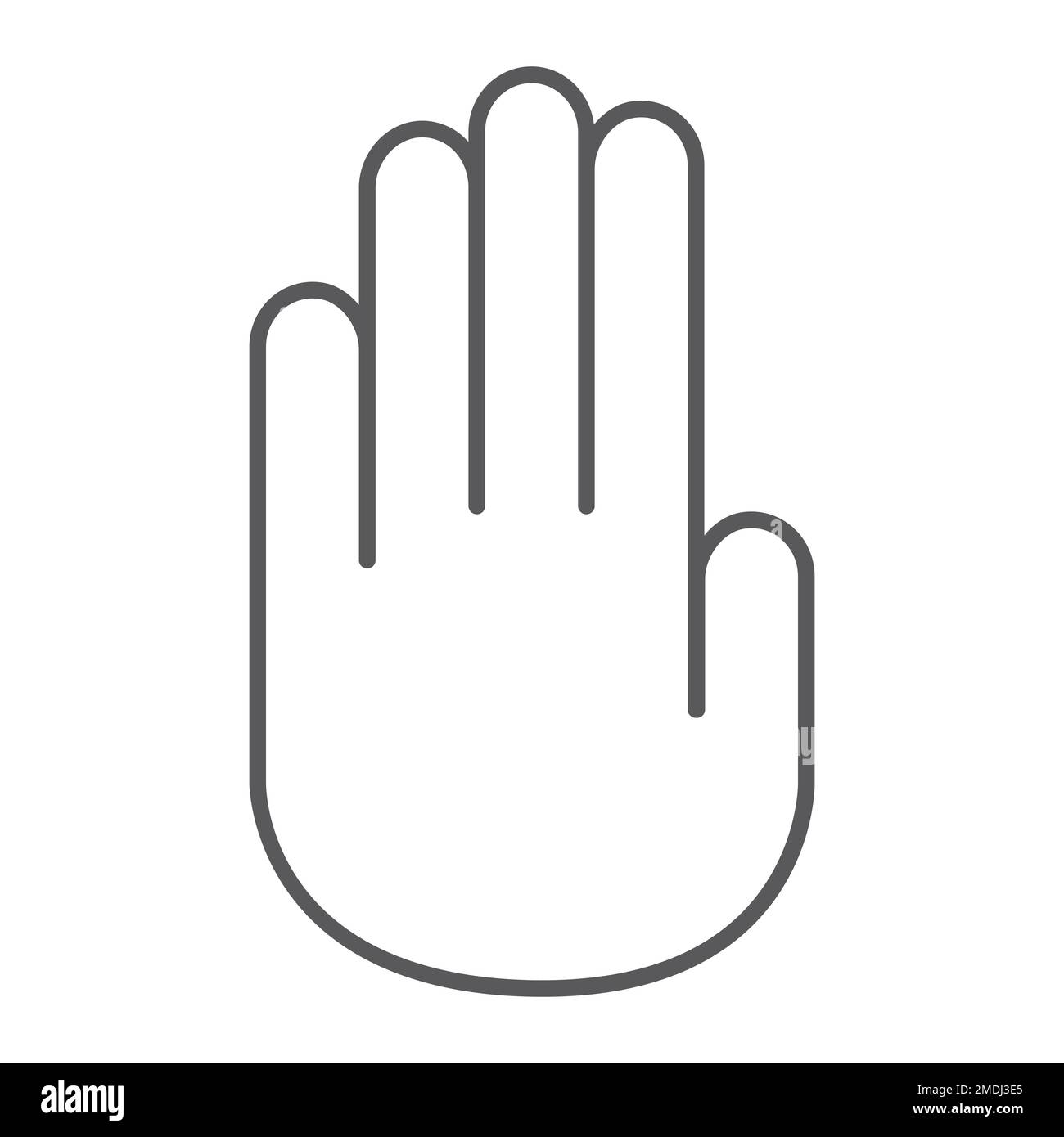 Stop hand thin line icon, warning and palm, stop sign, vector graphics ...