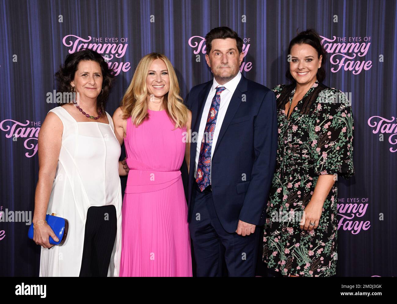 Director Michael Showalter, center, poses with producers Gigi Pritzker ...
