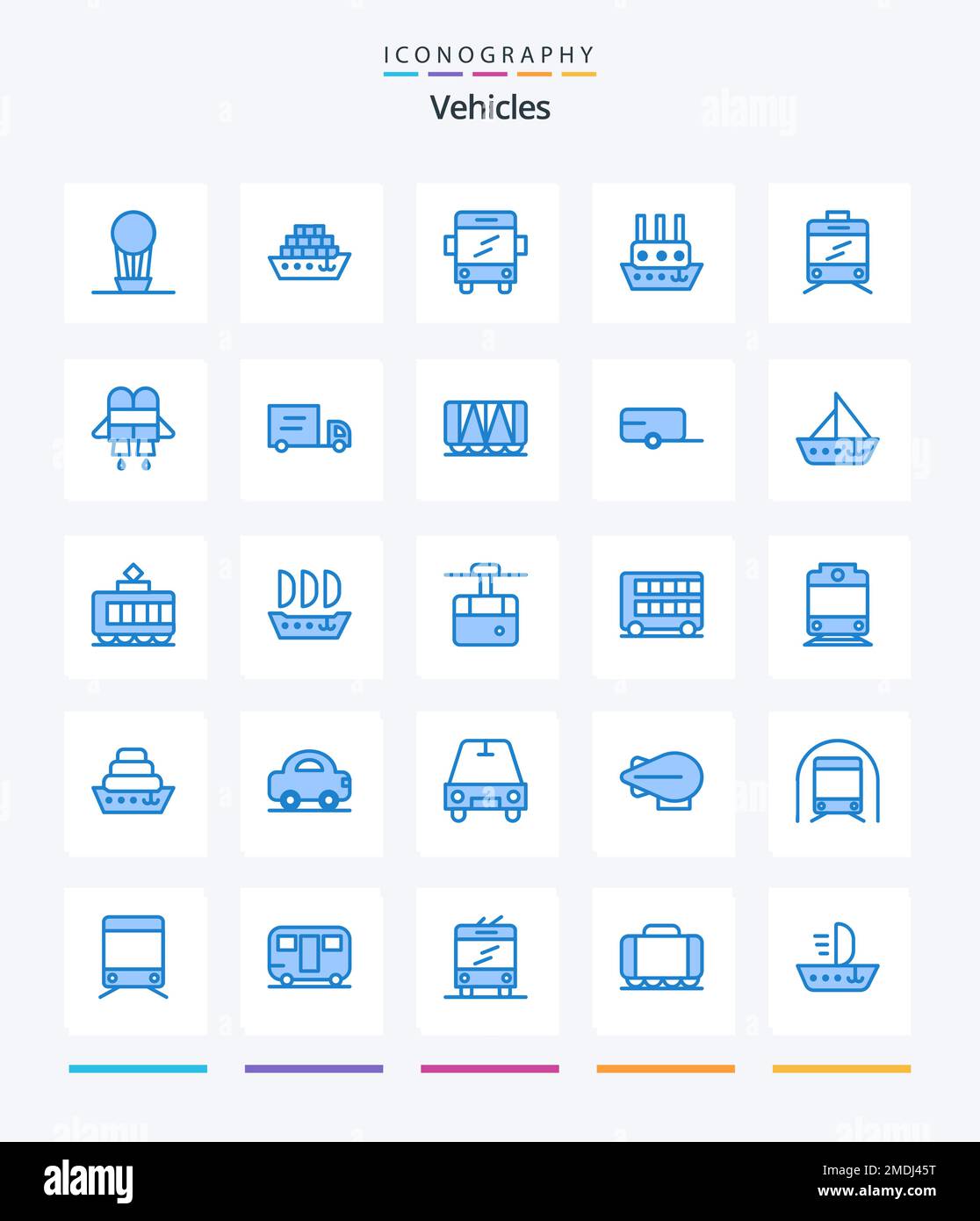 Creative Vehicles 25 Blue icon pack Such As truck. jet. transport ...