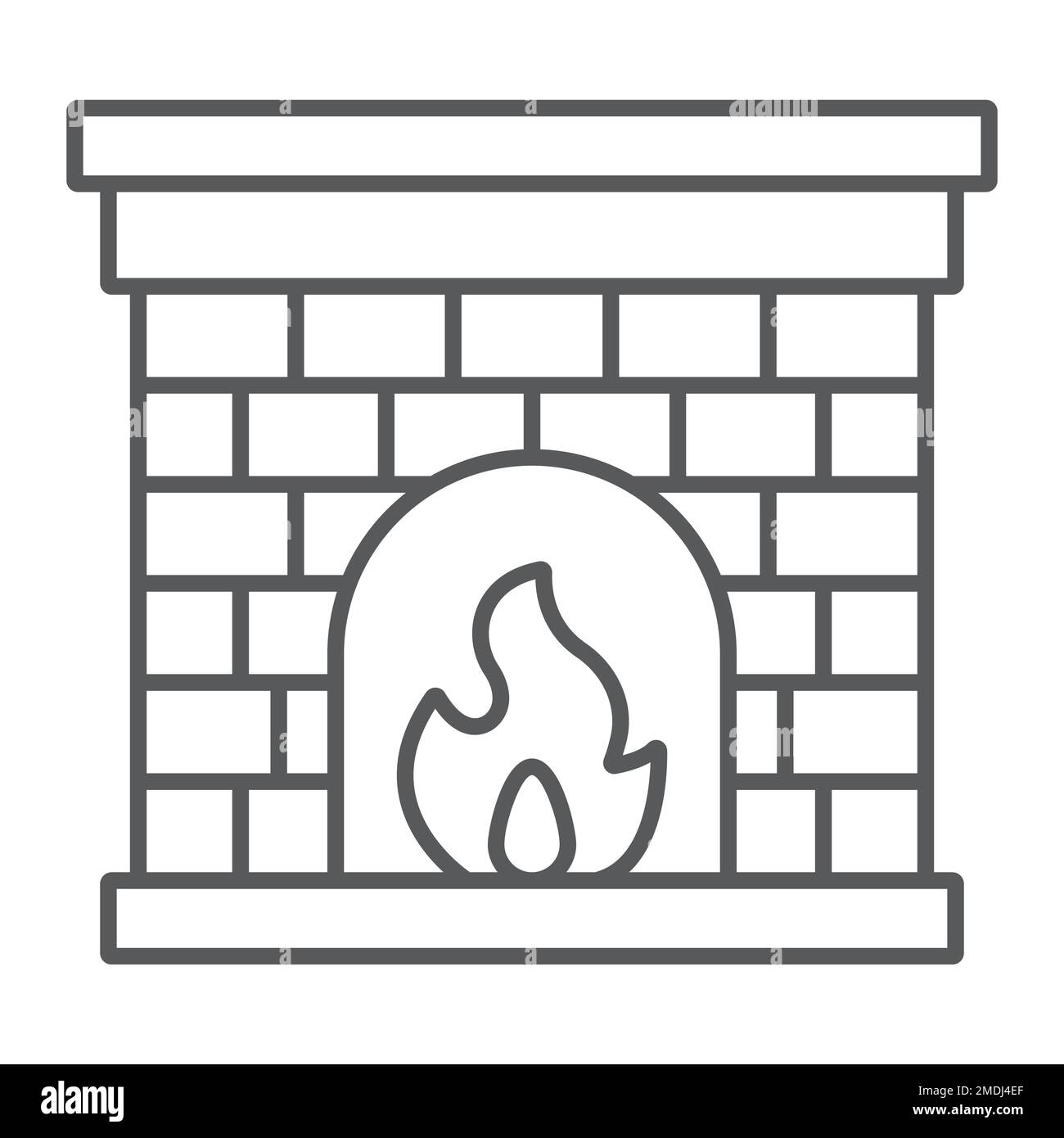 Fireplace thin line icon, fire and home, christmas fireplace sign ...