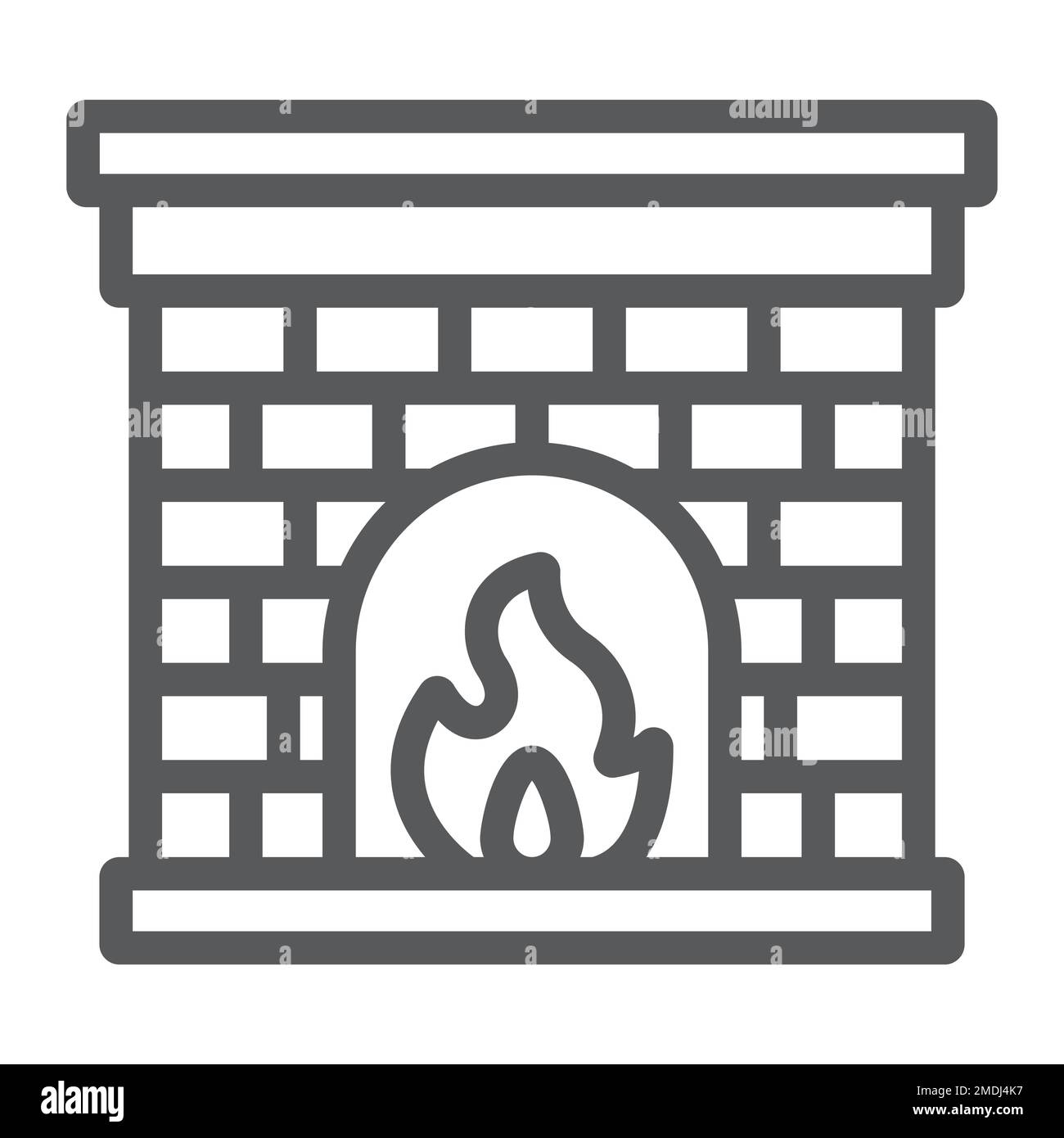 Fireplace line icon, fire and home, christmas fireplace sign, vector ...