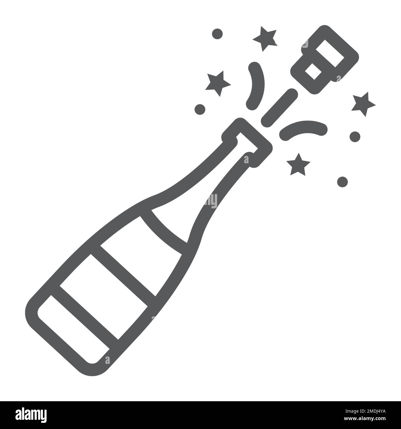 Champagne bottle pop line icon, alcohol and celebration, drink sign ...