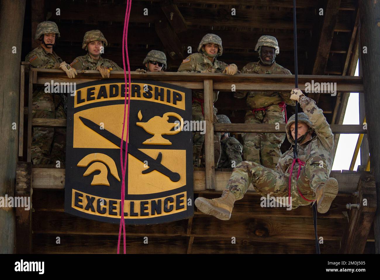 Cadets of 10th Regiment, Advanced Camp, rappelled down the 64ft. tower ...