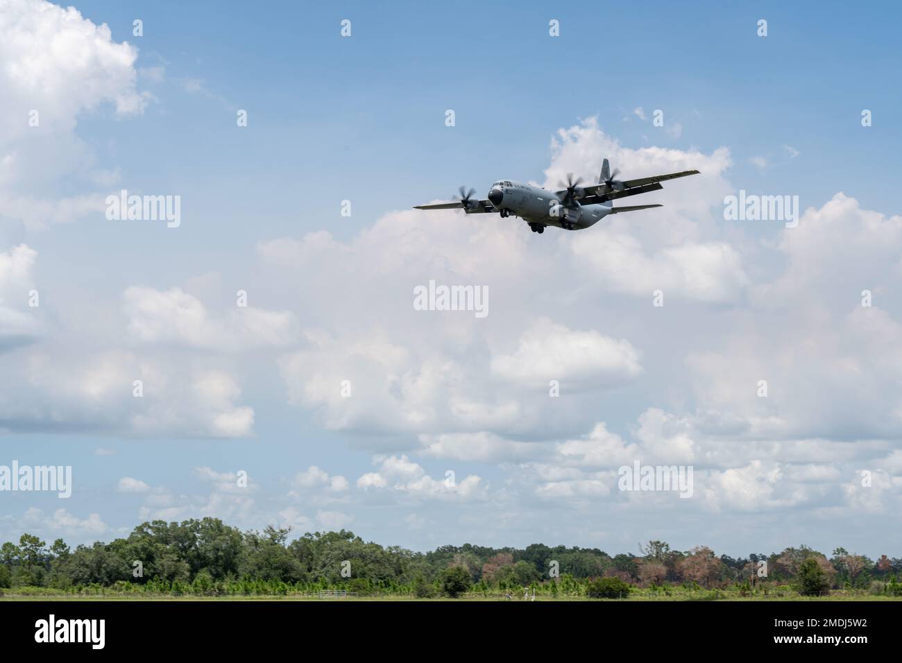 A U.S. Air Force C-130J Super Hercules comes in for landing during ...