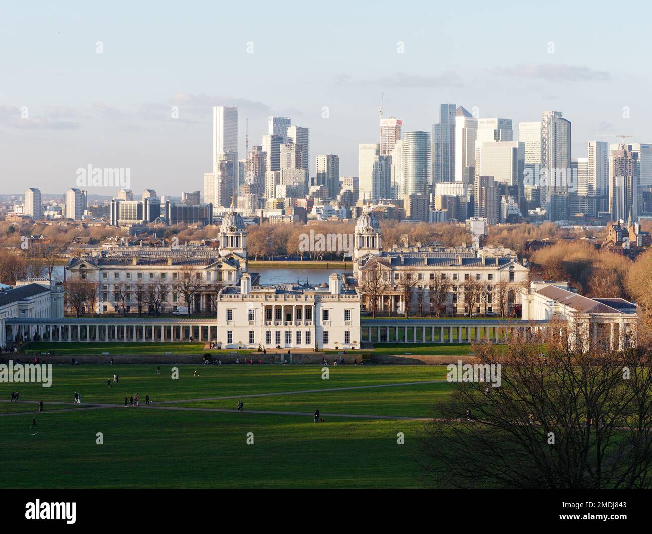 Greenwich Park with view of The Queens House, University buildings and ...