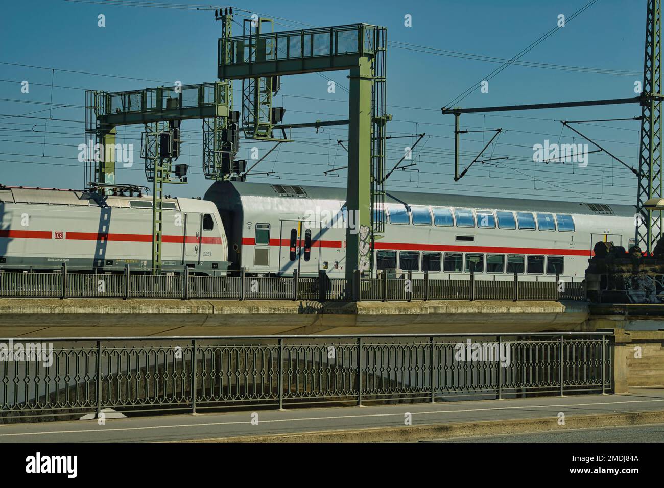 regional train of the german railroad on the way in dresden Stock Photo ...