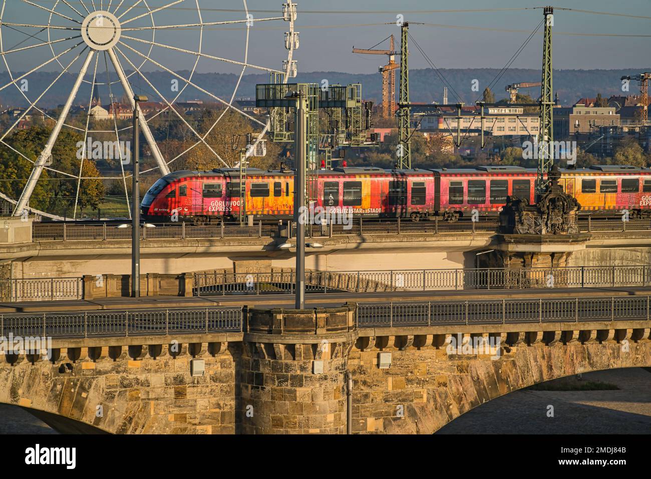regional train of the german railroad on the way in dresden Stock Photo ...
