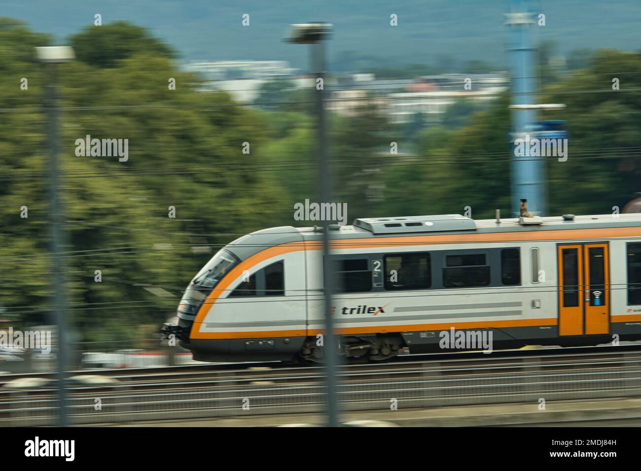 regional train of the german railroad on the way in dresden Stock Photo ...