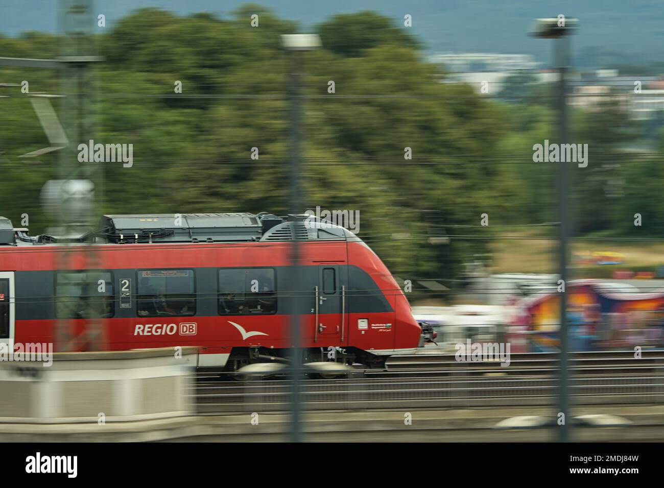 regional train of the german railroad on the way in dresden Stock Photo ...