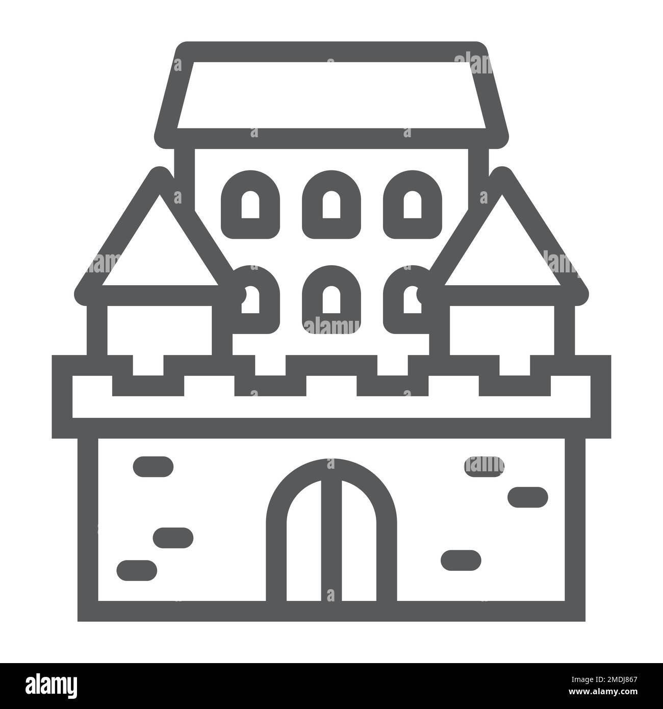 Castle line icon, architecture and fort, haunted house sign, vector ...