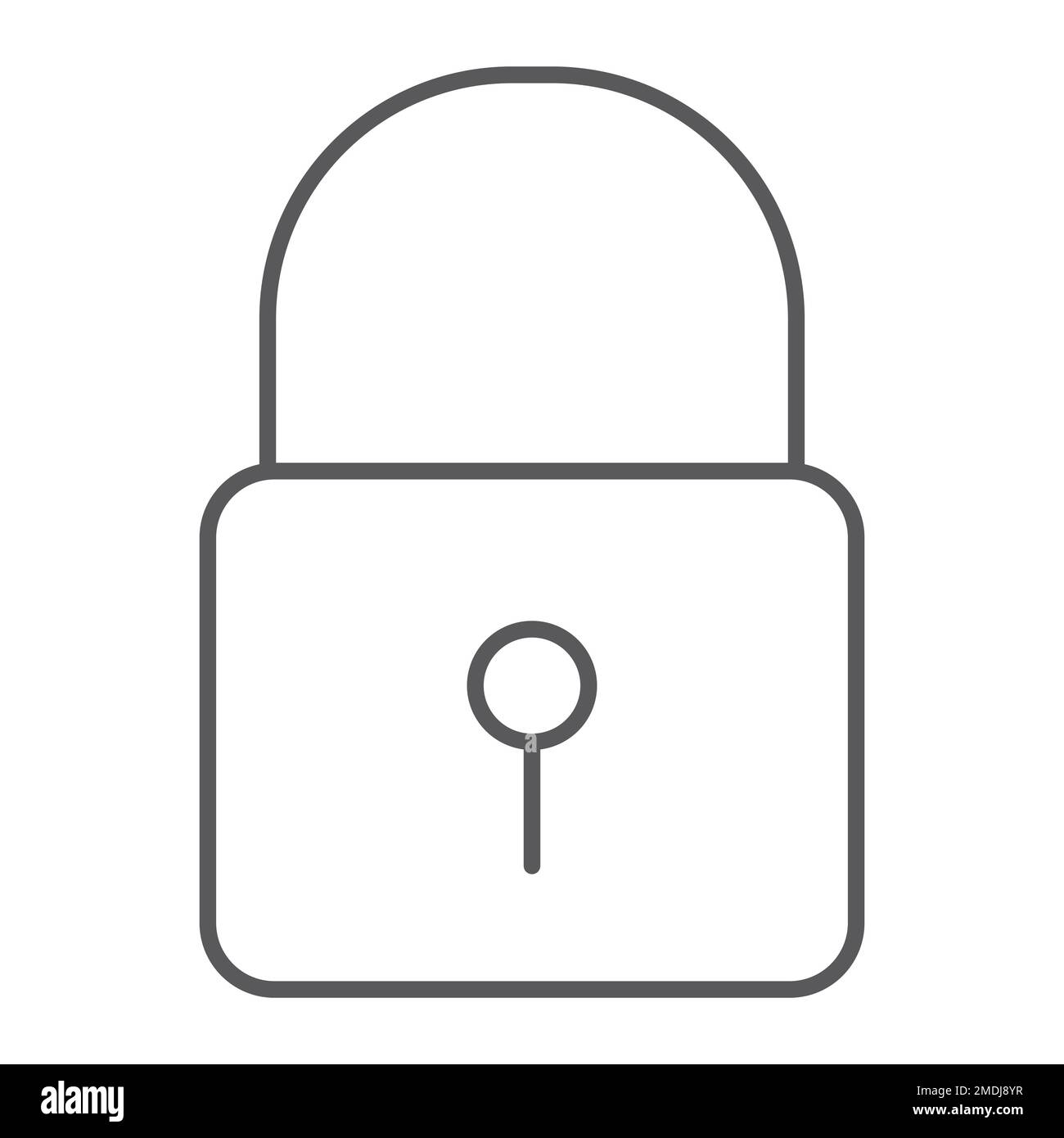 Lock thin line icon, security and padlock, door lock sign, vector ...