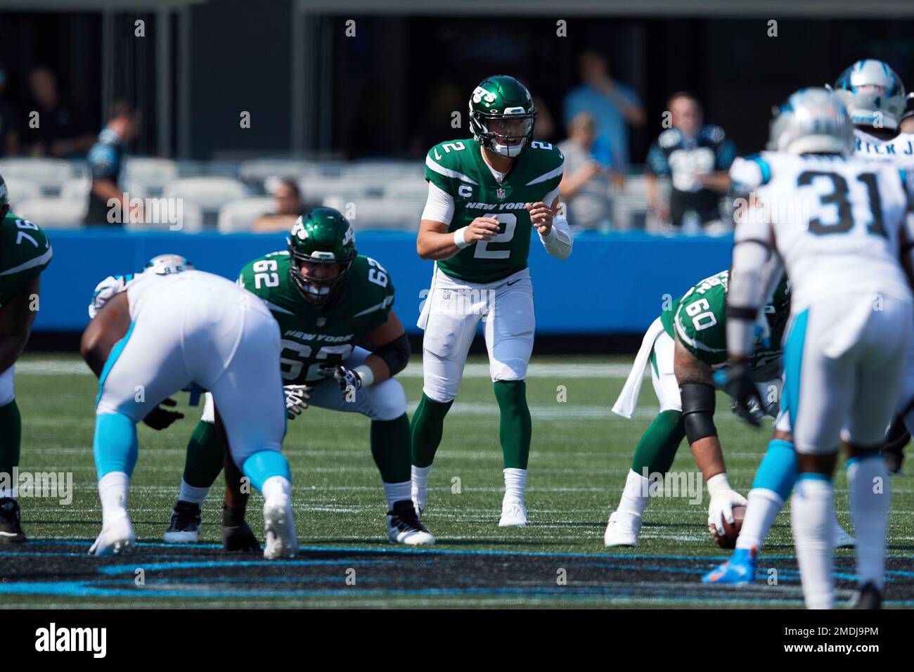 New York Jets quarterback Zach Wilson (2) during an NFL football game ...
