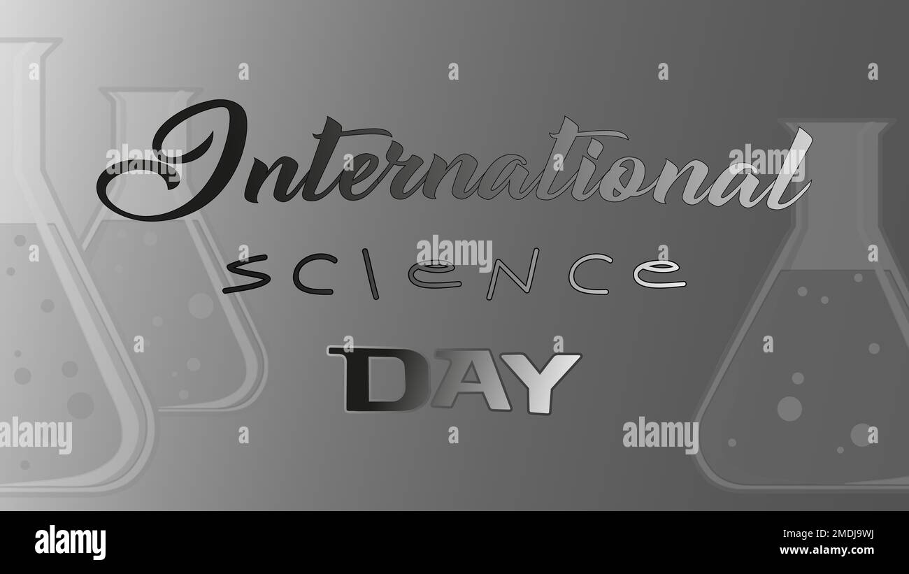 Colorful chemicals in laboratory glassware with National Science Day ...