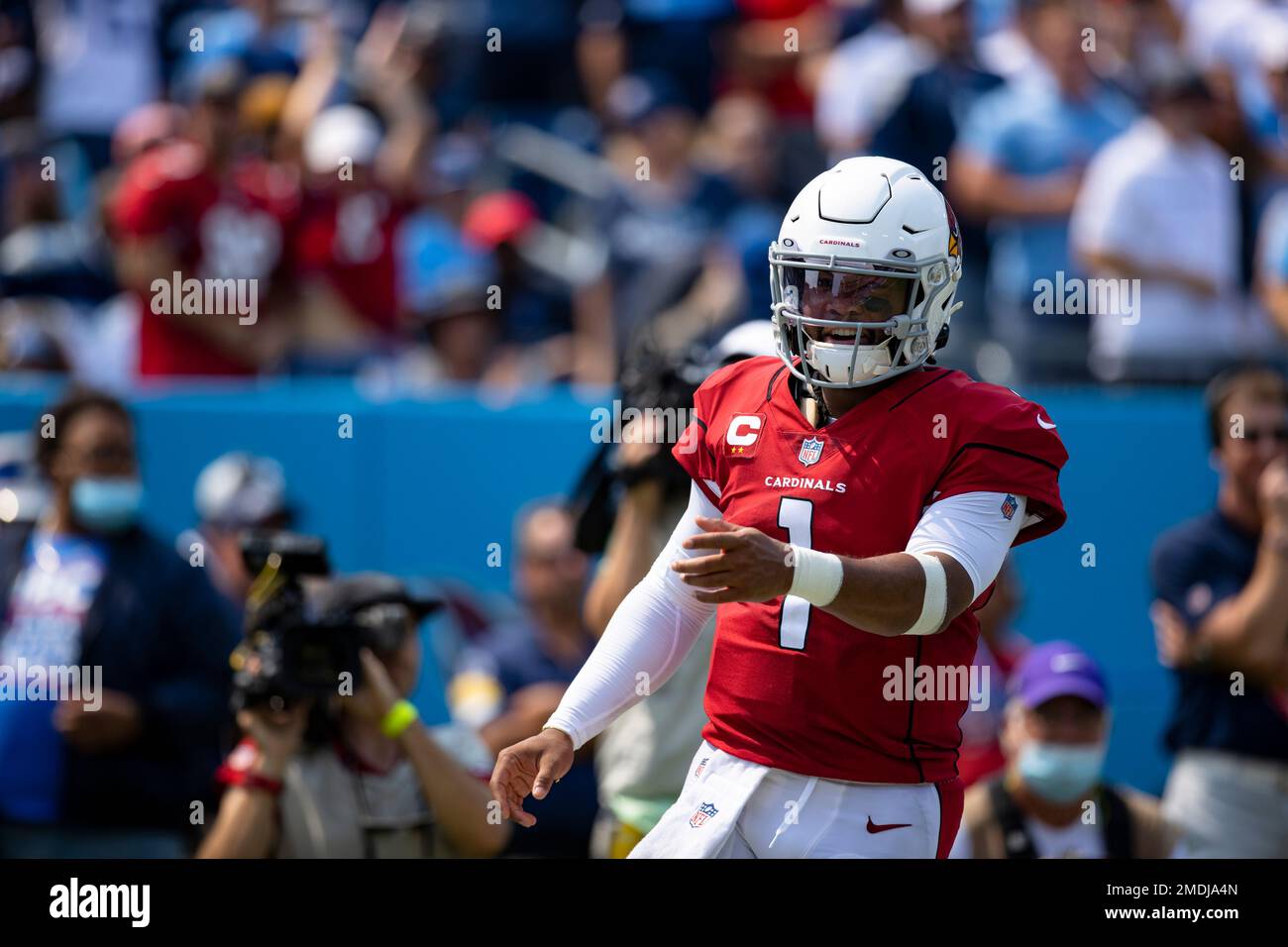 Arizona Cardinals quarterback Kyler Murray (1) celebrates his touchdown ...