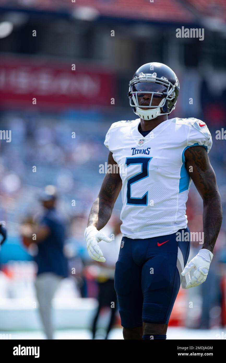Tennessee Titans wide receiver Julio Jones (2) warms up before an NFL ...