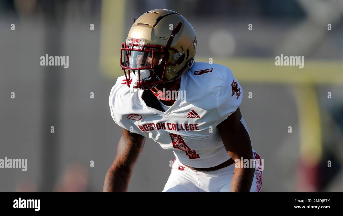 Boston College defensive back CJ Burton (1) plays against Massachusetts ...