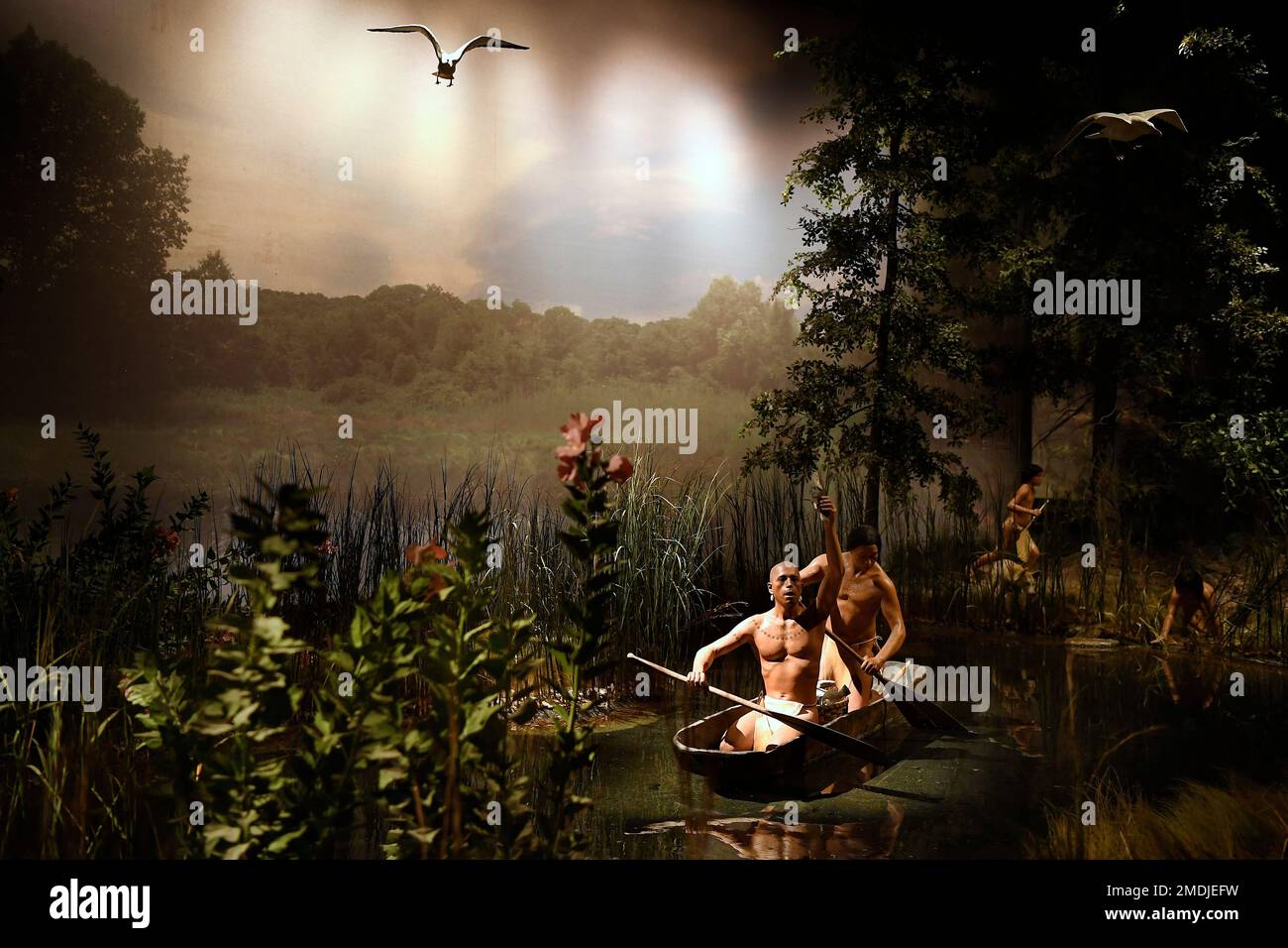 An exhibit from the Pequot Village is seen at the Mashantucket Pequot ...