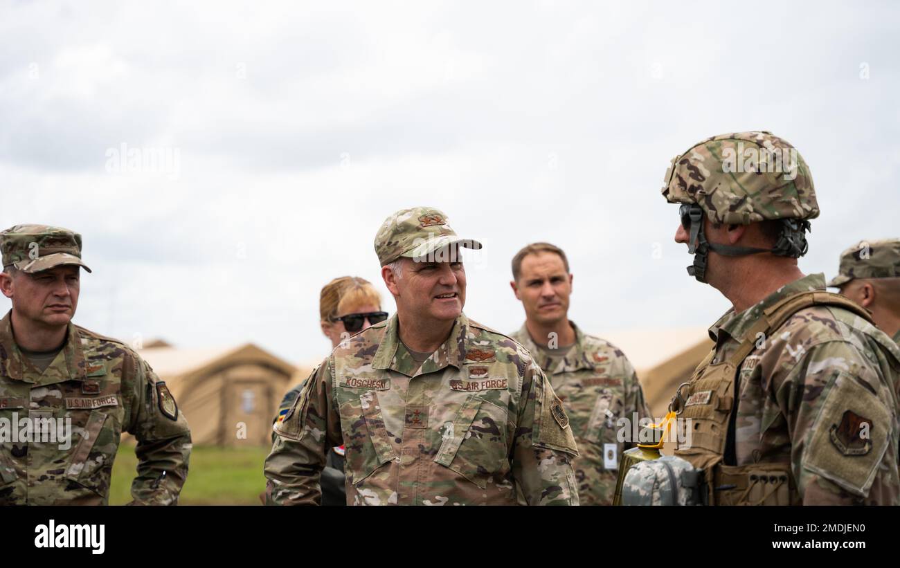 U.S. Air Force Maj. Gen. David B. Lyons, left, Air Combat Command ...
