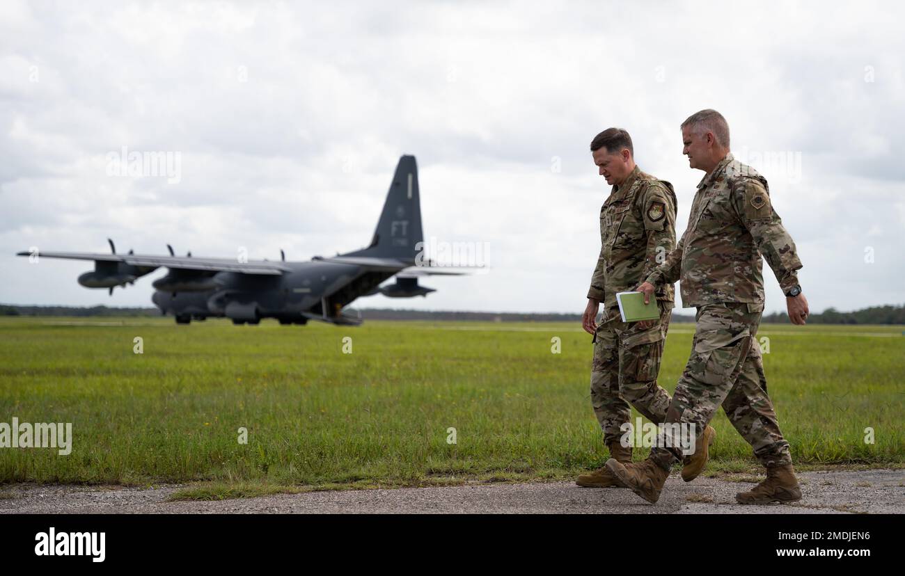 U.S. Air Force Maj. Gen. David B. Lyons, left, Air Combat Command ...
