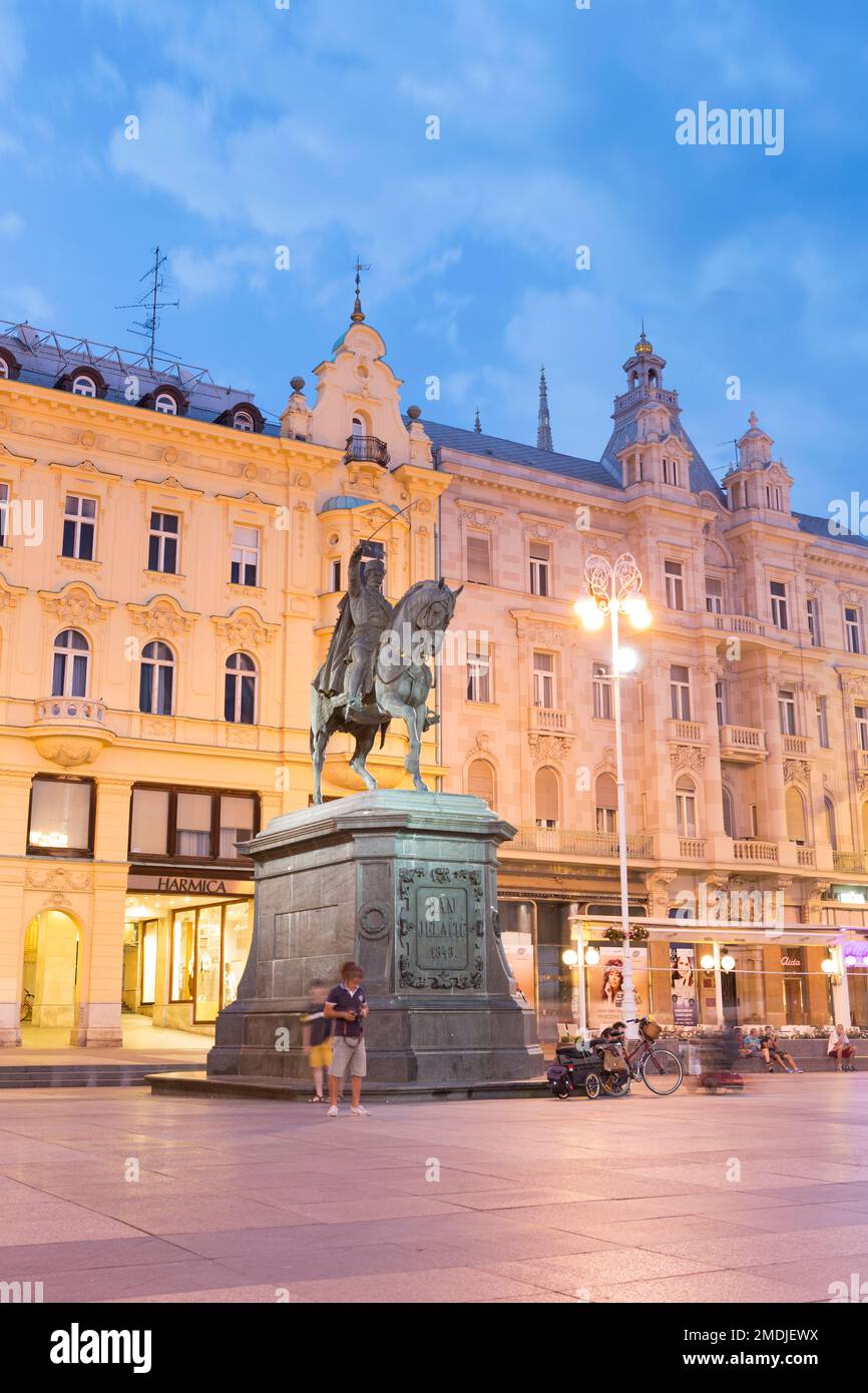 Croatia, Zagreb, equestrian statue of Count Josip Jelacic (1801-59) in ...