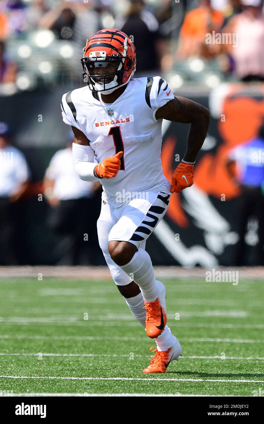 Cincinnati Bengals wide receiver Ja'Marr Chase (1) in action during an ...