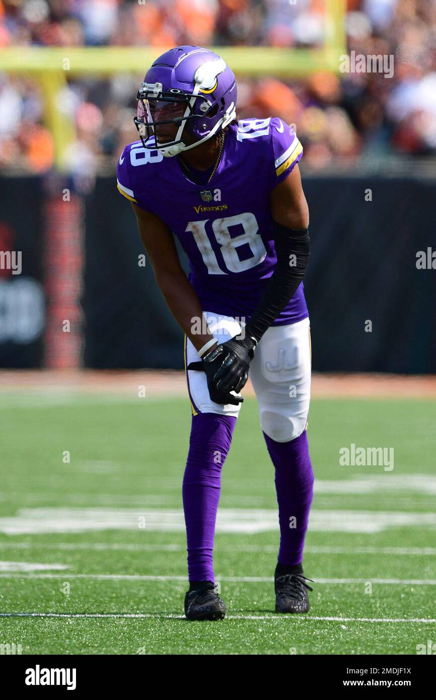 Minnesota Vikings wide receiver Justin Jefferson (18) in action during ...