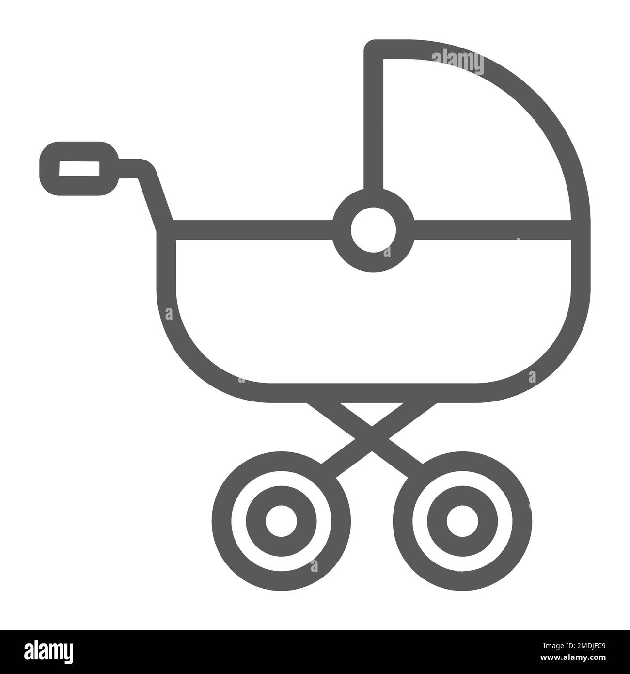 Baby carriage line icon, child and toy, animal sign, vector graphics, a ...