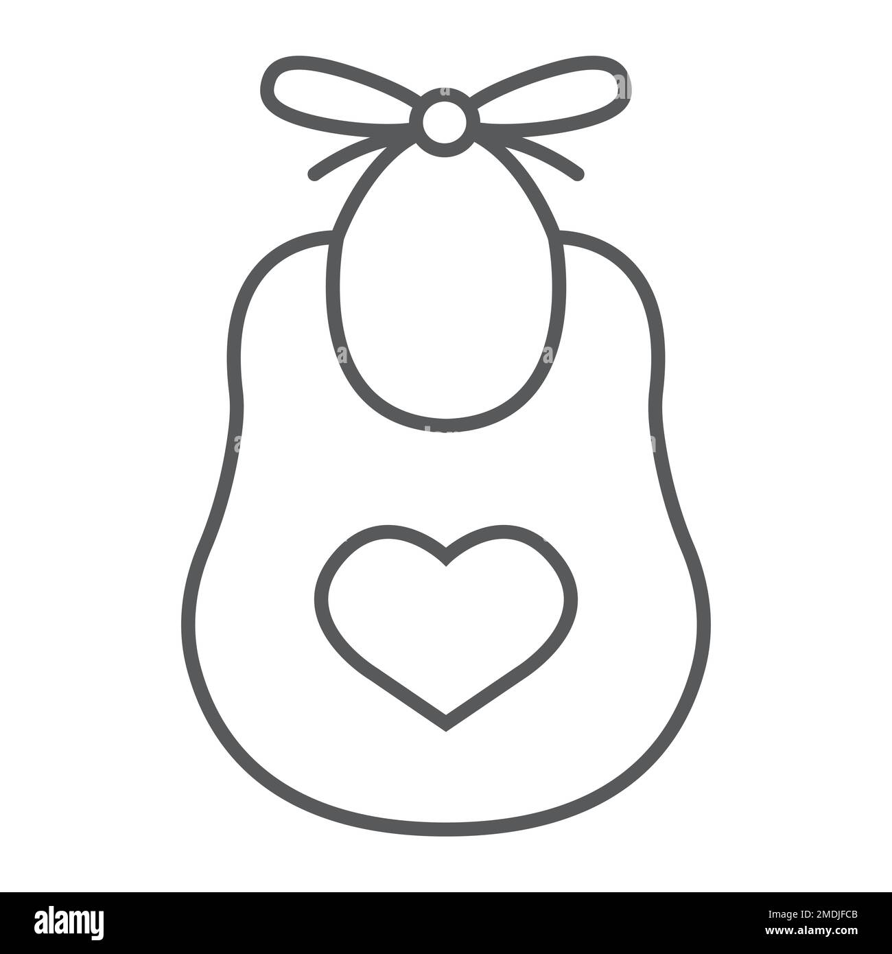 Baby bib thin line icon, child and clothes, wear sign, vector graphics ...