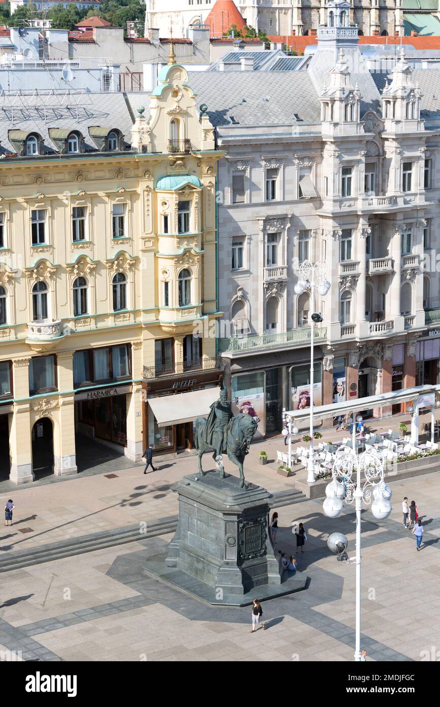 Croatia, Zagreb, equestrian statue of Count Josip Jelacic (1801-59) in ...