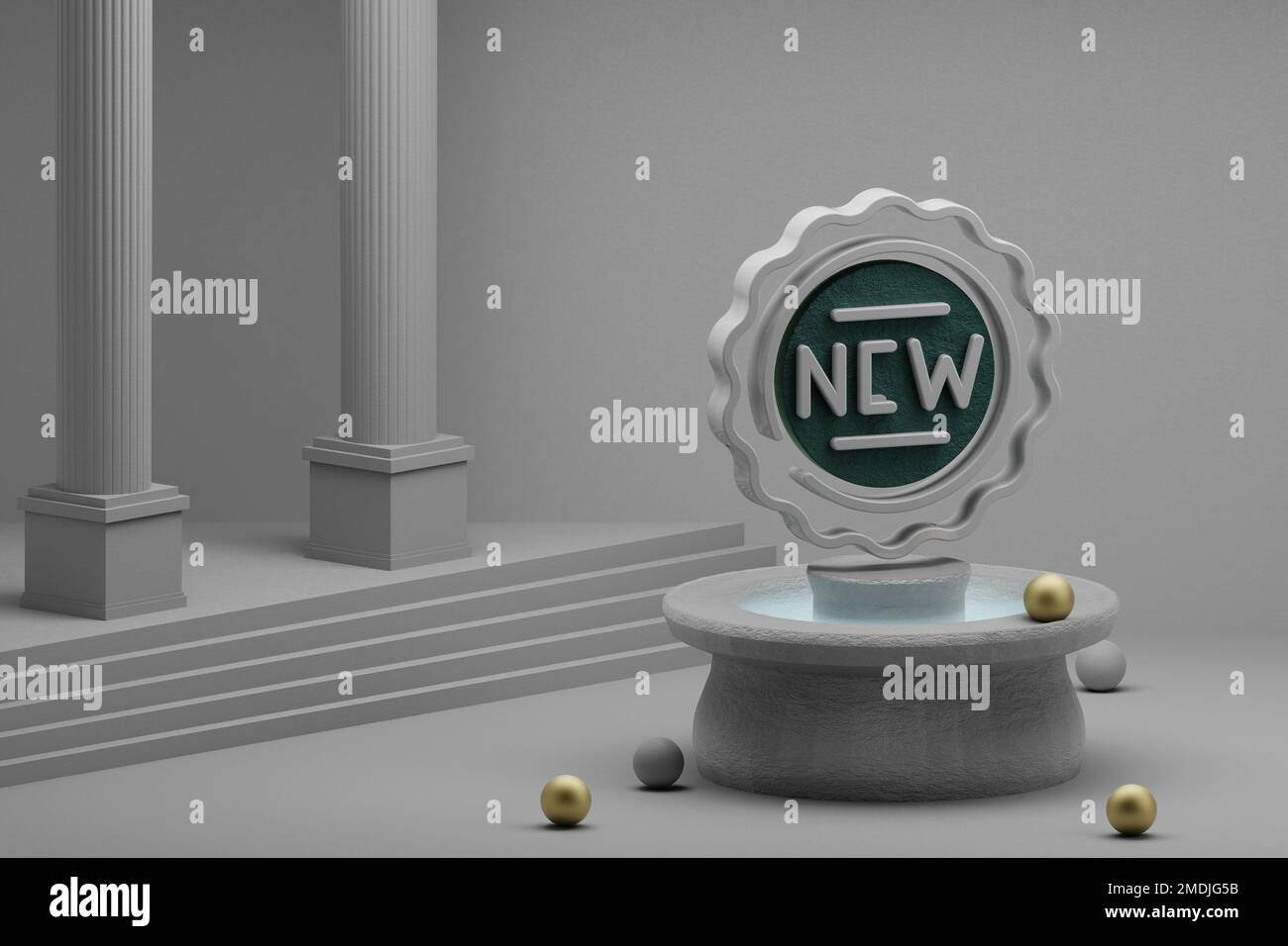 Beautiful abstract illustrations New Badge symbol icon on a fountain ...