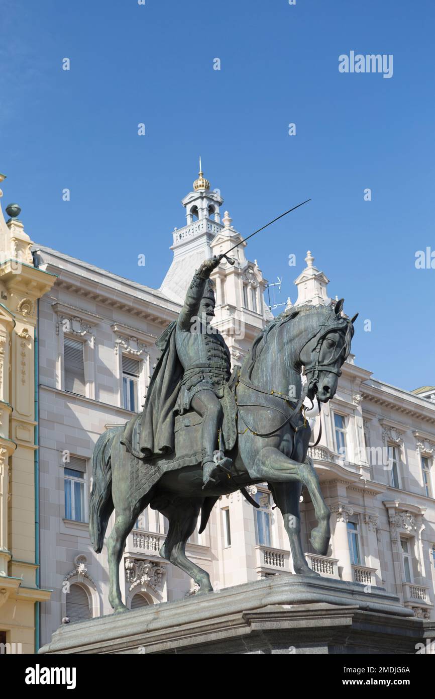 Croatia, Zagreb, equestrian statue of Count Josip Jelacic (1801-59) in ...