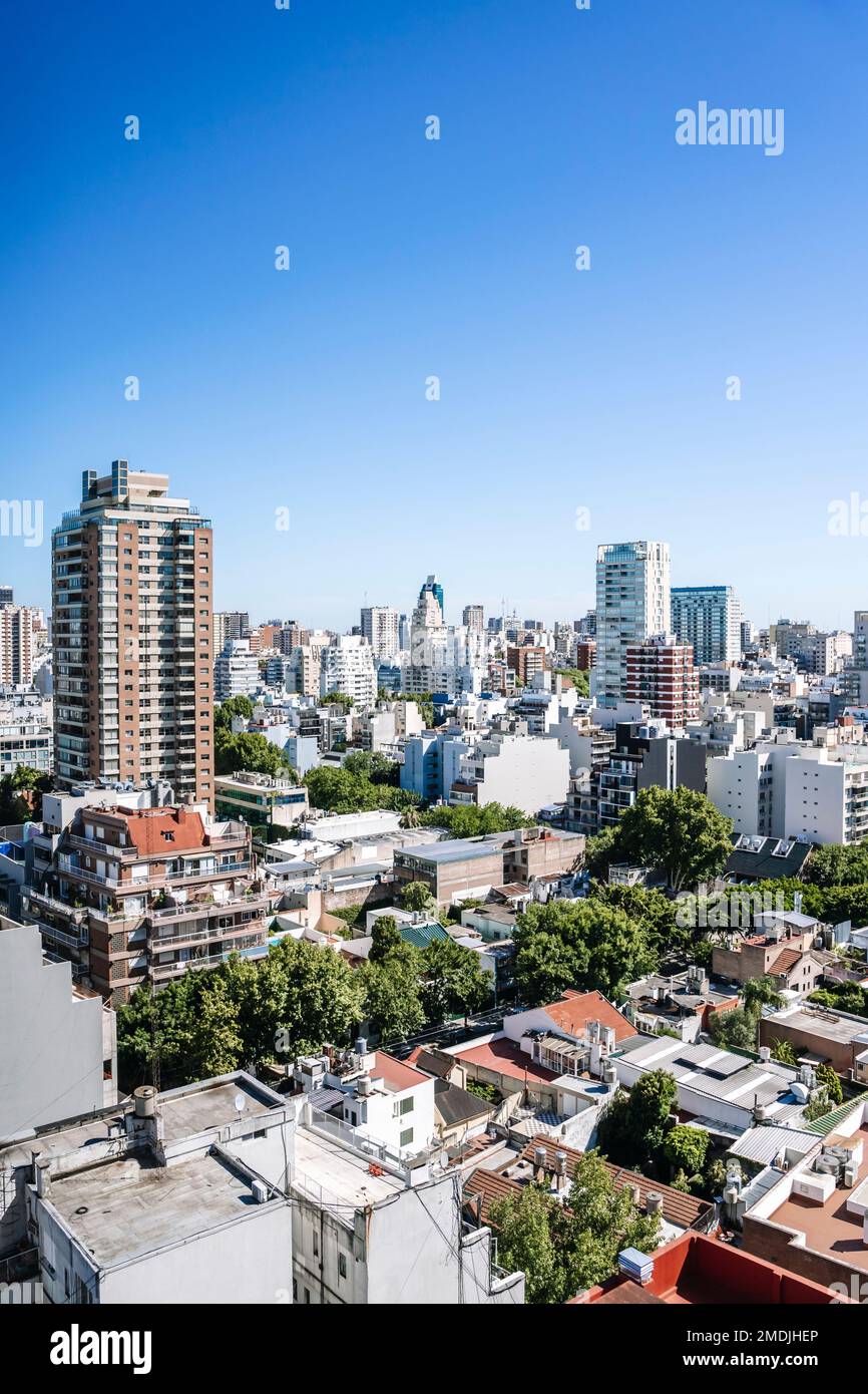 View of Buenos Aires from above. Cityscape architecture, houses and ...
