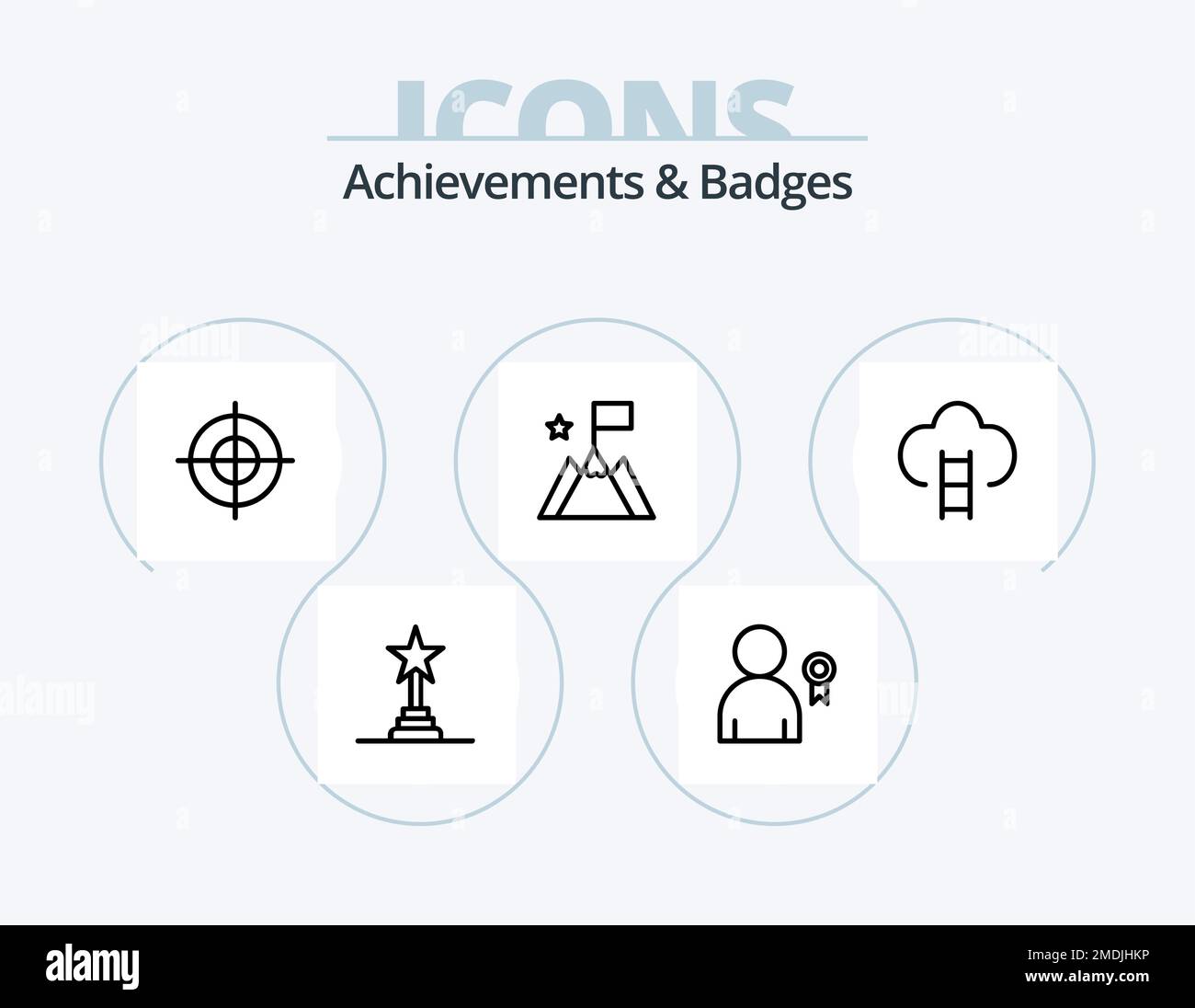 Achievements and Badges Line Icon Pack 5 Icon Design. award. place ...