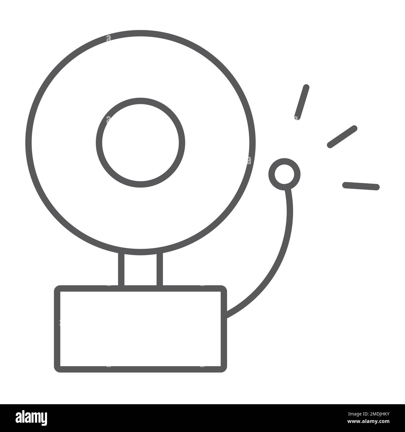 Fire alarm thin line icon, emergency and alert, bell sign, vector ...