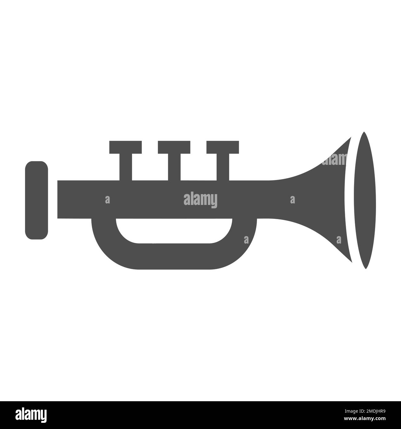 Trumpet glyph icon, musical and instrument, bugle sign, vector graphics ...