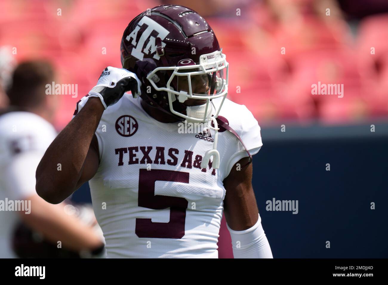 Texas A&M wide receiver Jalen Preston (5) before the first half of an ...
