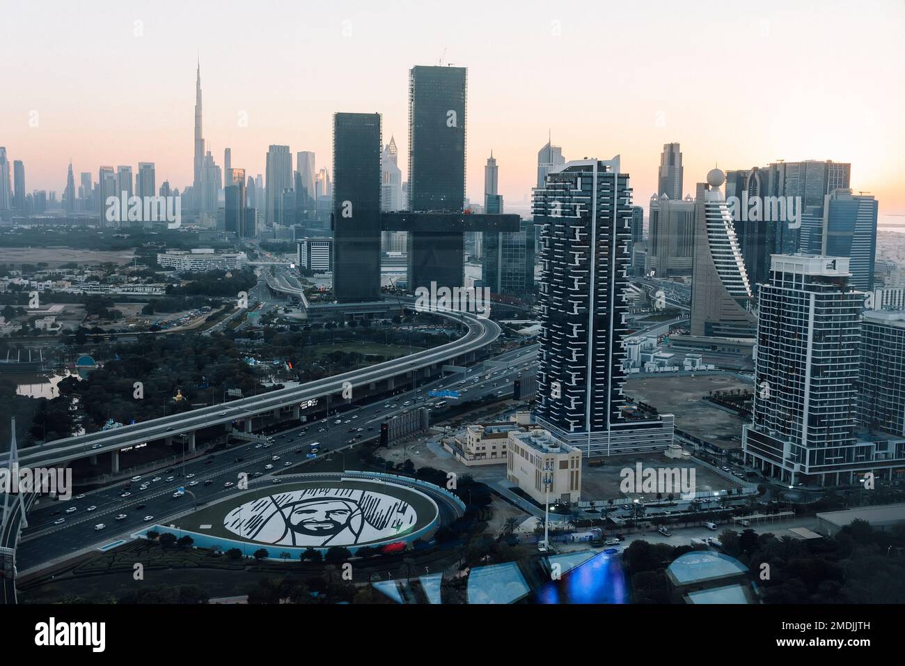 Dubai, UAE. November 25, 2022: View from the frame of Dubai on a ...
