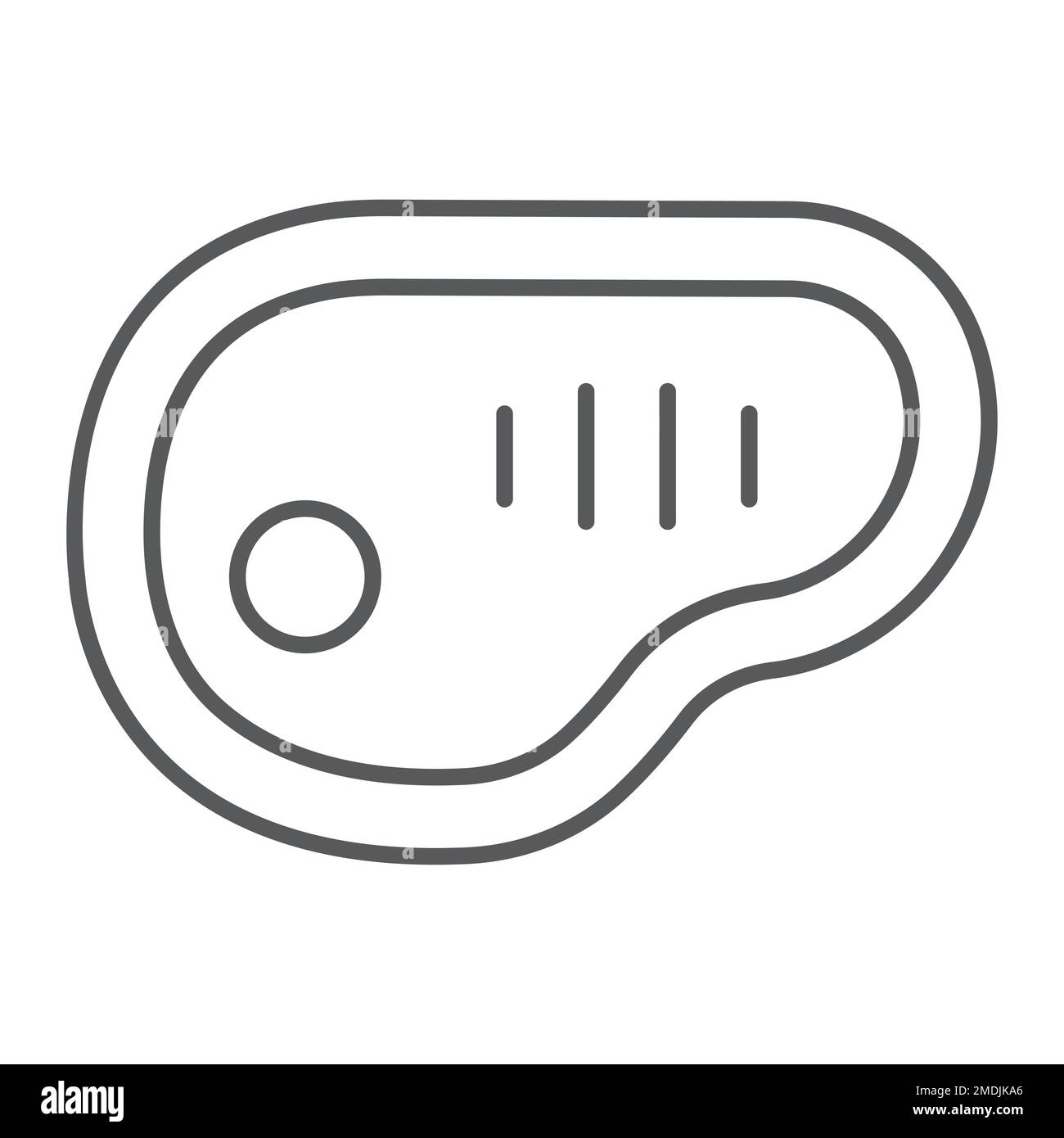 Meat steak thin line icon, meal and food, beef sign, vector graphics, a ...